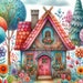 Sweet as Candy Cottage Clip Art Kit 10 High Res Watercolor Jpgs for ...