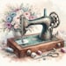 Vintage Sewing Machine: Clip Art Bundle 10 High Res Watercolor Jpgs for ...