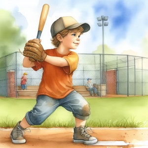 Batter Up! : Clip Art, 10 High Res Watercolor Jpgs, Junk Journaling ...