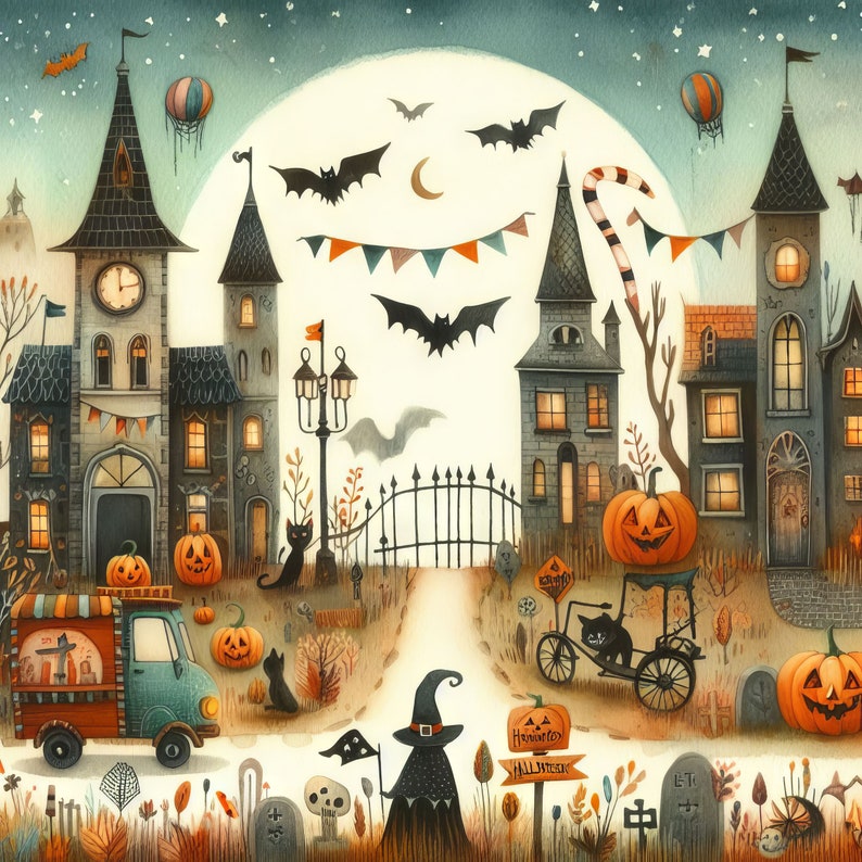 Whimsical Halloween: Clip Art, 10 High Res Watercolor Jpgs, Junk ...