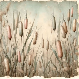 Cattails Paper 10 High Res Watercolor Jpgs for Junk Journaling ...