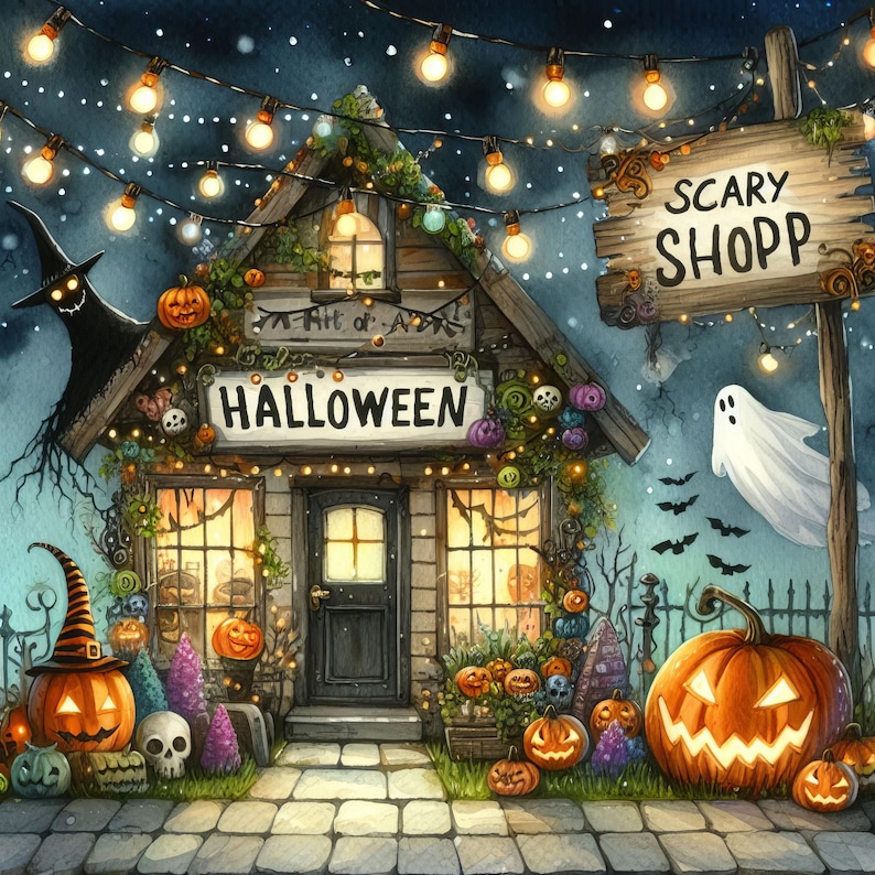 Scary Halloween Shop: Clip Art 10 High Res Watercolor Jpgs Junk ...