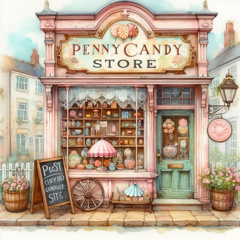 Penny Candy Shop: Clip Art, 10 High Res Watercolor Jpegs, Junk ...