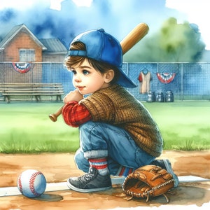 Batter Up! : Clip Art, 10 High Res Watercolor Jpgs, Junk Journaling ...
