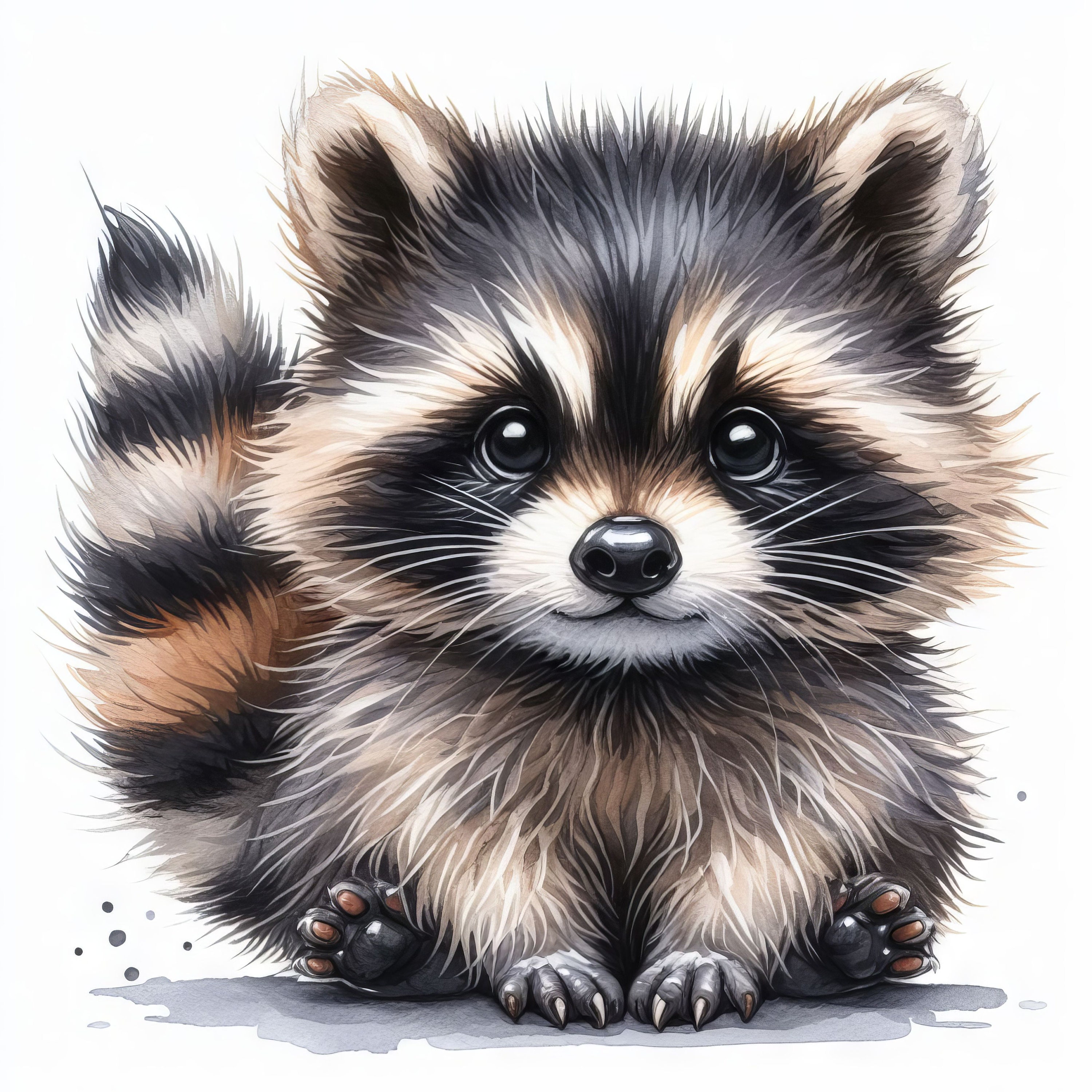 Cute Raccoon Clip Art 10 High Res Watercolor Jpgs for Junk Journaling ...