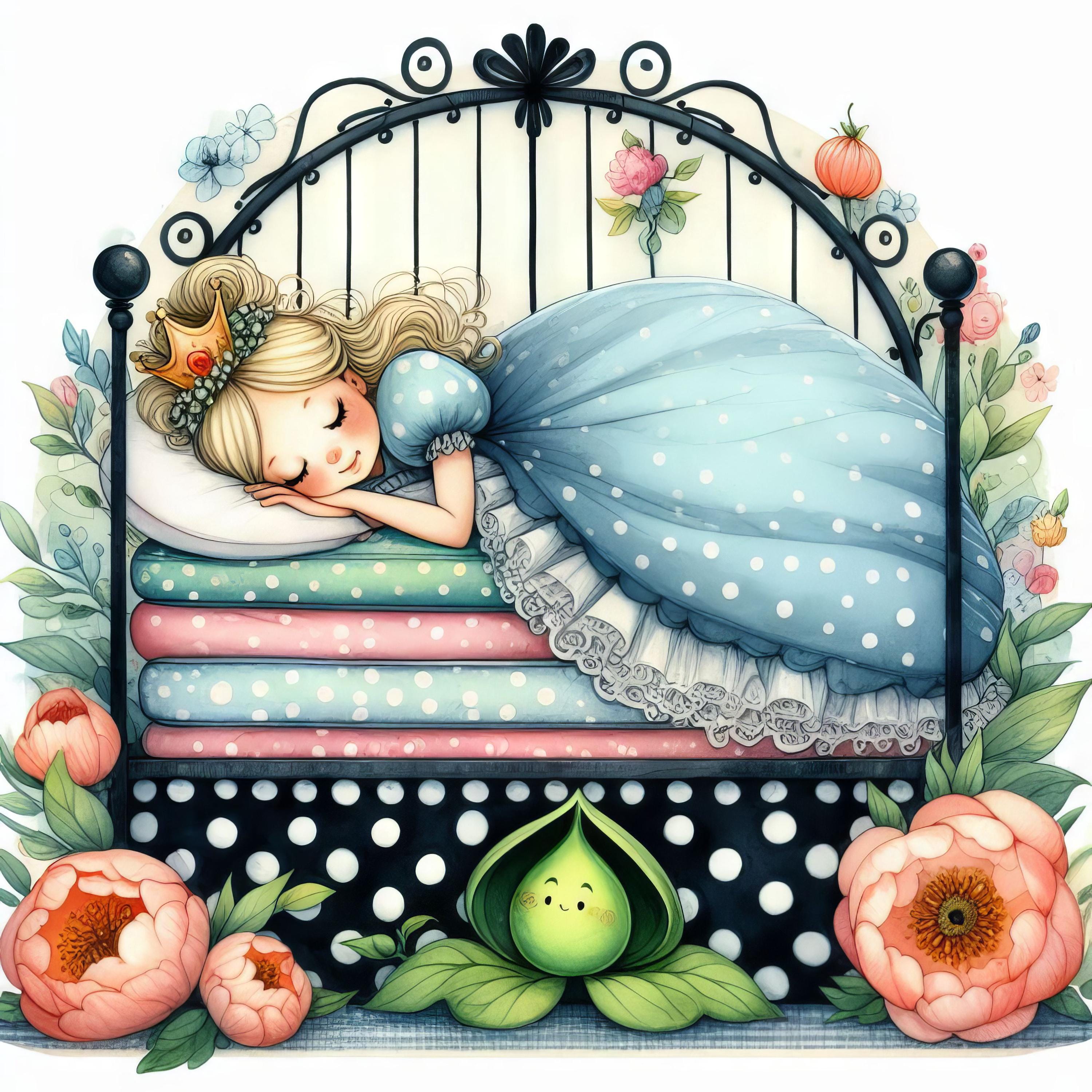 The Princess and the Pea: 10 High Res Watercolor Jpgs, Junk Journaling ...
