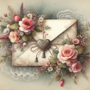 Love Letters Clip Art 10 High Res Watercolor Jpgs for Junk Journaling ...