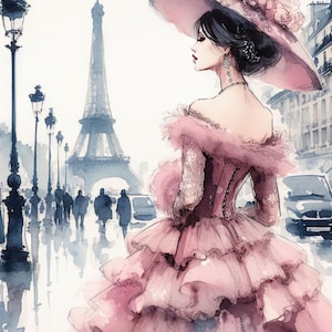 Paris in Pink Clip Art Kit 10 High Res Watercolor Jpgs for Junk ...