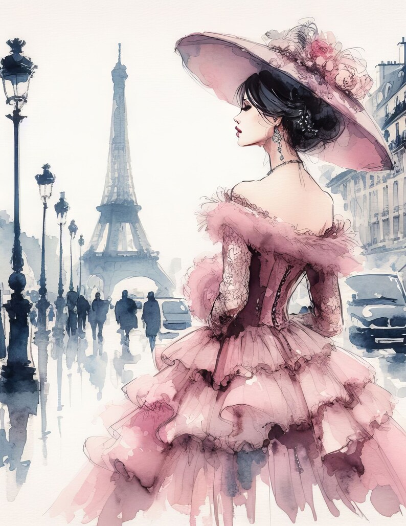 Paris in Pink Clip Art Kit 10 High Res Watercolor Jpgs for Junk ...