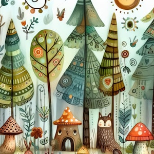 Whimsical Forest Clipart Bundle 10 High Res Watercolor Jpgs for Junk ...
