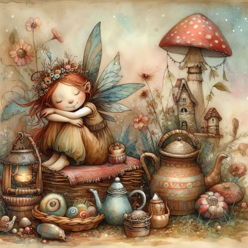 Whimsical Fairy Clip Art 10 High Res Watercolor Jpgs for Junk ...