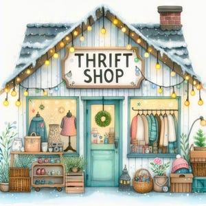 Thrift Shop Clip Art 10 High Res Watercolor Jpgs Junk Journaling ...