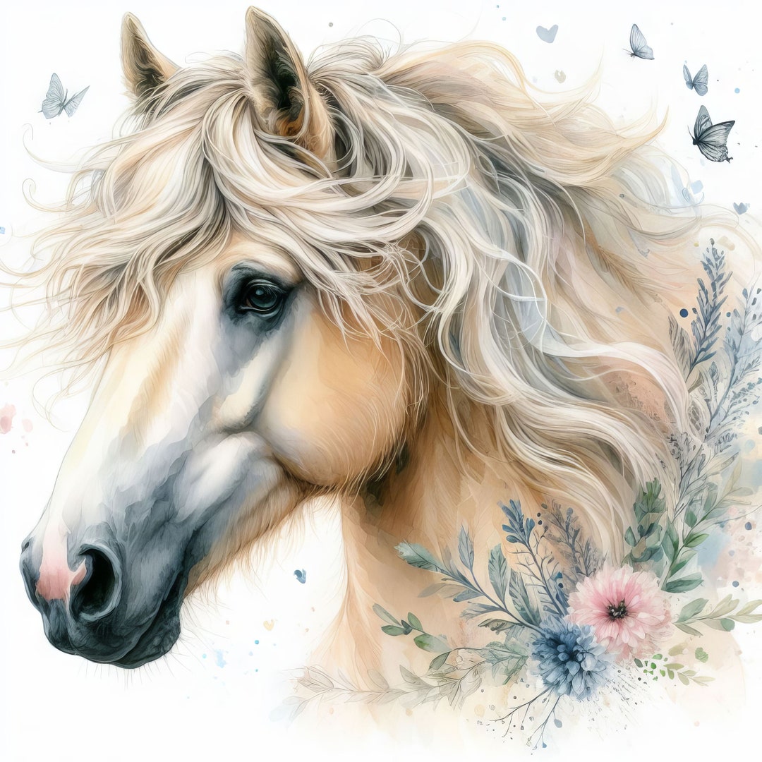 Palomino Horse Clip Art Kit 10 High Res Watercolor Jpgs for Junk ...