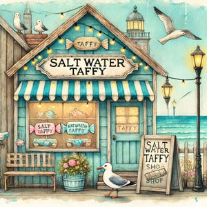 Saltwater Taffy Shop 10 High Res Watercolor Jpgs Junk Journaling ...