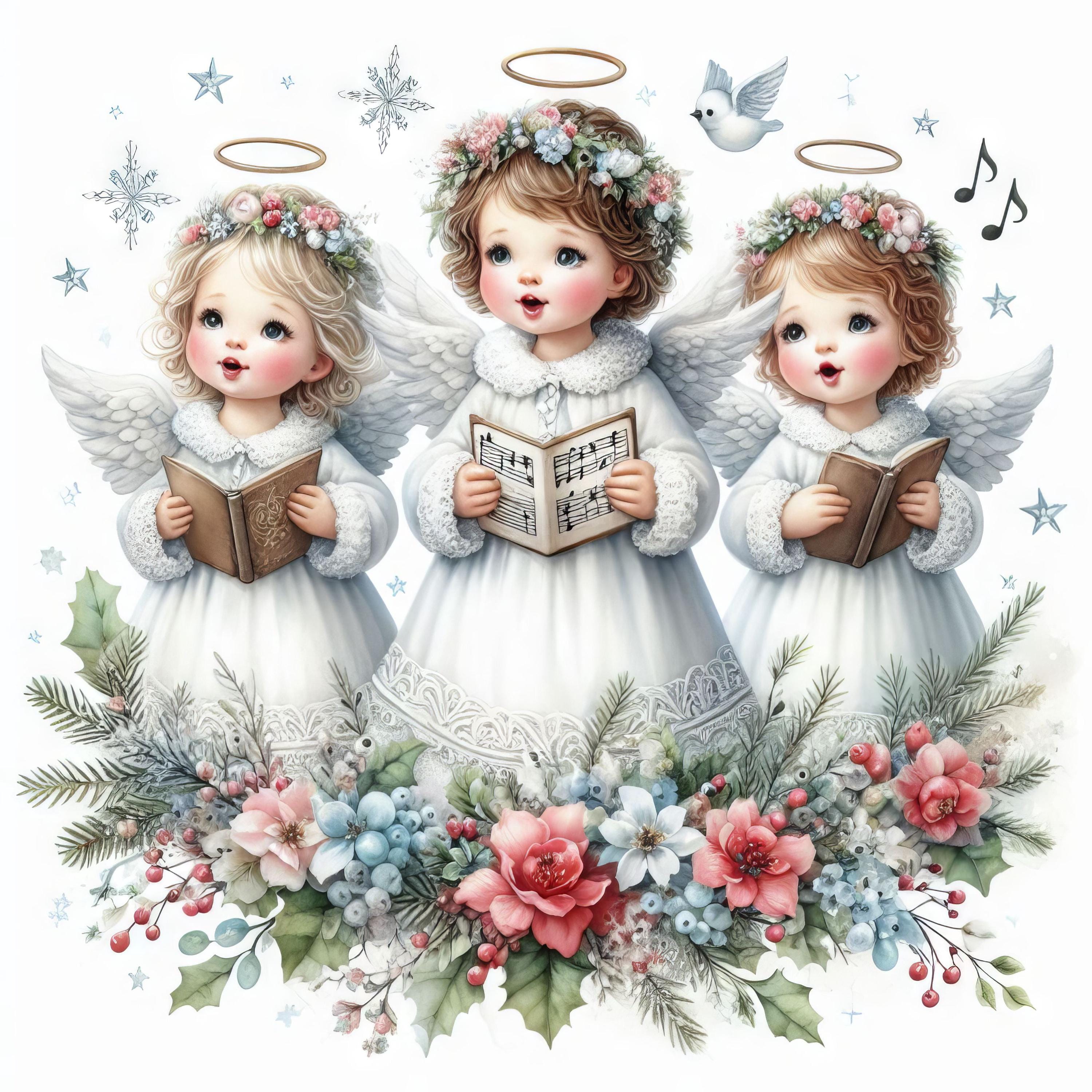 Choir of Angels: Clip Art, 10 High Res Watercolor Jpgs, Junk Journaling ...