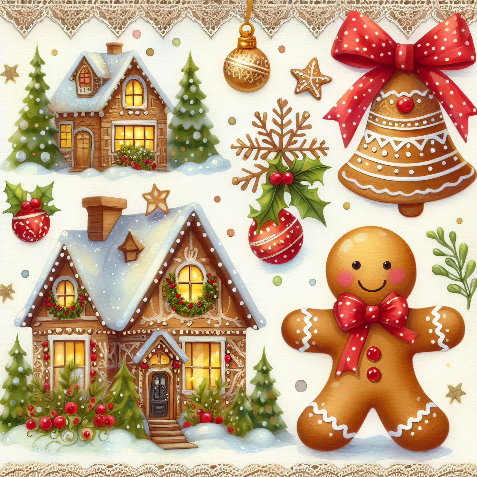 Gingerbread Man Paper: Clip Art. 10 High Res Watercolor Jpgs. Junk ...