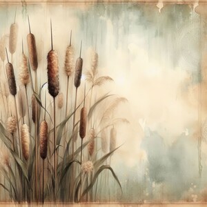 Cattails Paper 10 High Res Watercolor Jpgs for Junk Journaling ...