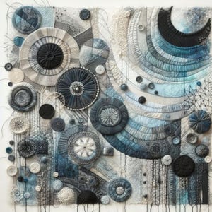Blue Boho Fabric Collage: 10 High Res Watercolor Jpgs, Junk Journaling ...