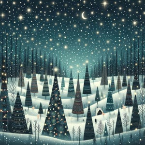 Starry Forest Night: Clip Art, 10 High Res Watercolor Jpgs, Junk ...