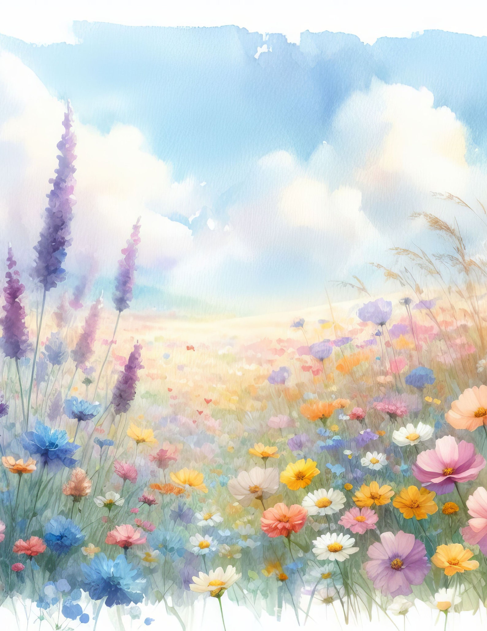 Pastel Meadow 10 High Res Watercolor Jpgs for Junk Journaling ...