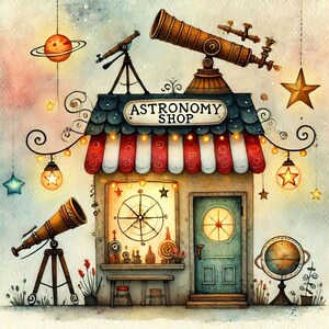 Astronomy Shop: 10 High Res Watercolor Jpgs. Junk Journaling ...