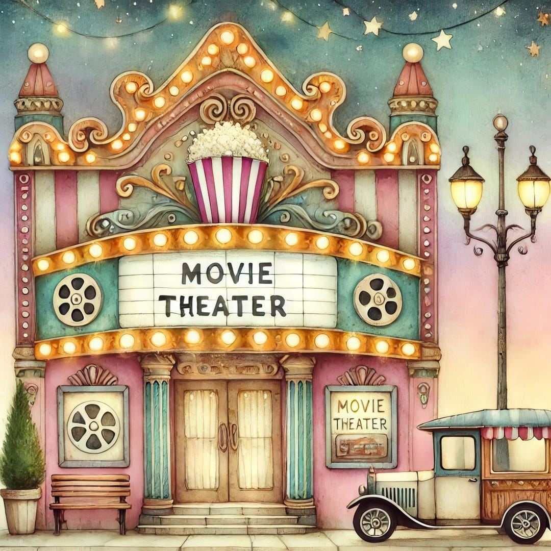 Movie Theater: 10 High Res Watercolor Jpgs Junk Journaling ...