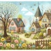Whimsical Spring Village Art 10 High Res Watercolor Jpgs for Junk ...