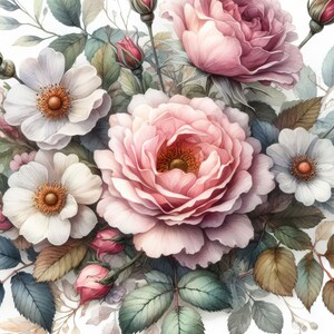 Wild Roses Clip Art Bundle 10 High Res Watercolor Jpgs for Junk ...