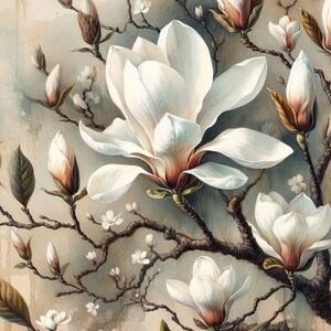 White Magnolias Clip Art Bundle 10 High Res Watercolor Jpgs for Junk ...