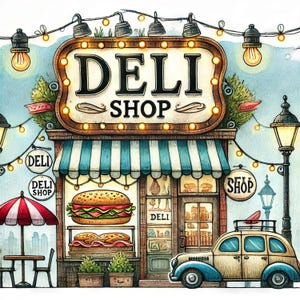 Deli Shop: 10 High Res Watercolor Jpgs, Junk Journaling, Scrapbooking ...