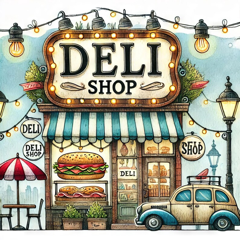 Deli Shop: 10 High Res Watercolor Jpgs, Junk Journaling, Scrapbooking ...