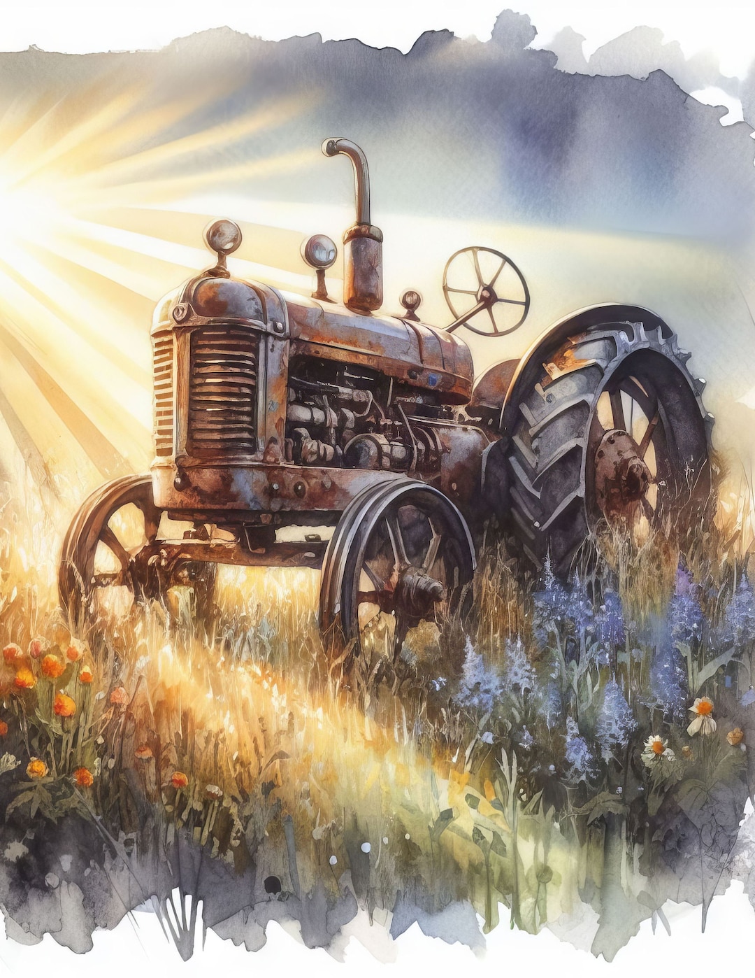 Rusty Old Tractor 10 High Res Watercolor Jpgs for Junk Journaling ...