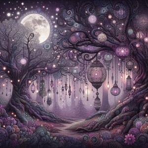 Magical Purple Forest 10 High Res Watercolor Jpgs Junk Journaling ...