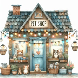 Pet Shop Clip Art 10 High Res Watercolor Jpgs Junk Journaling ...