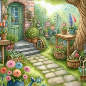 Fantasy Garden Path: Clipart Bundle 10 High Res Watercolor Jpgs for ...