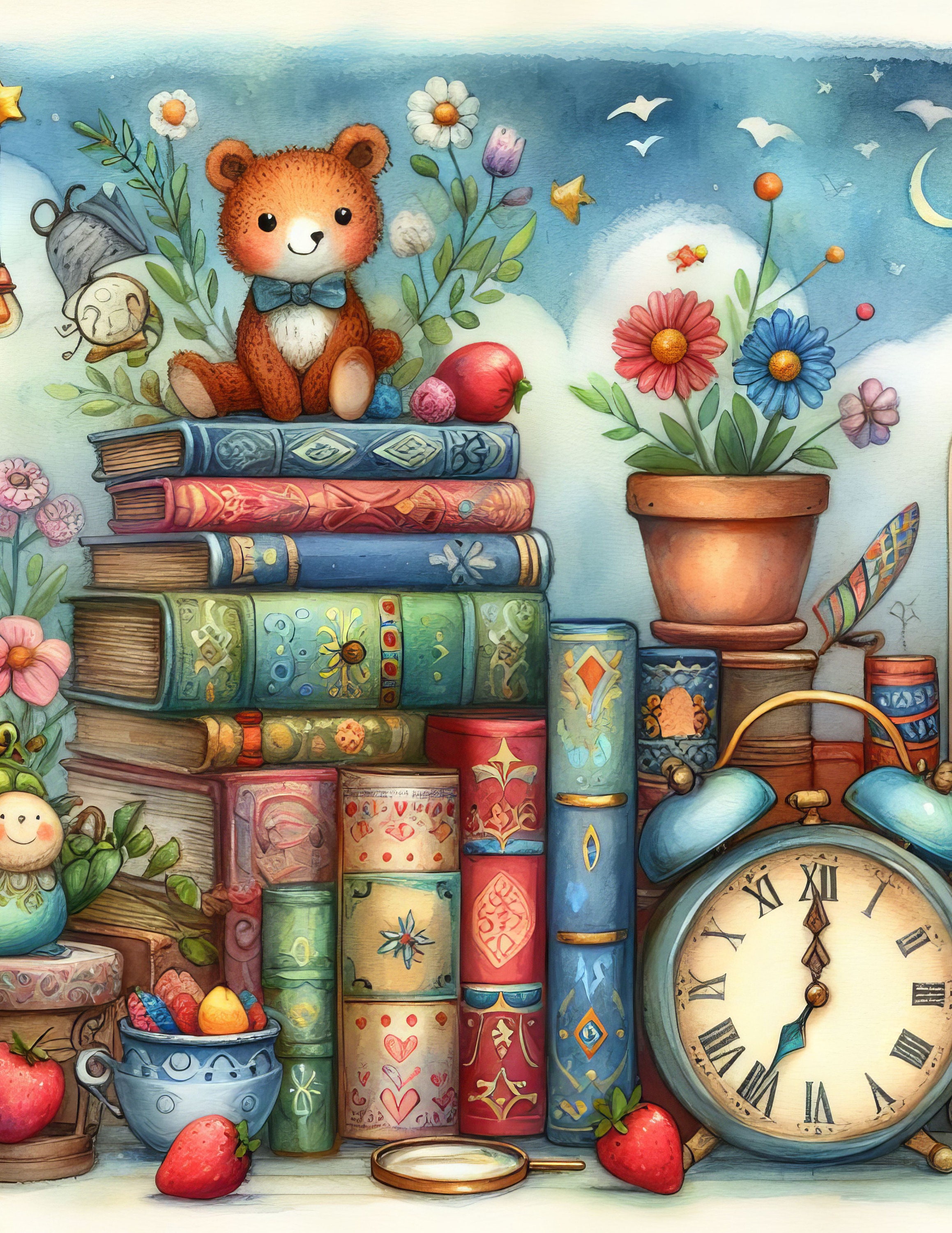 Imaginative Reading Clip Art Bundle 10 High Res Watercolor Jpgs for ...