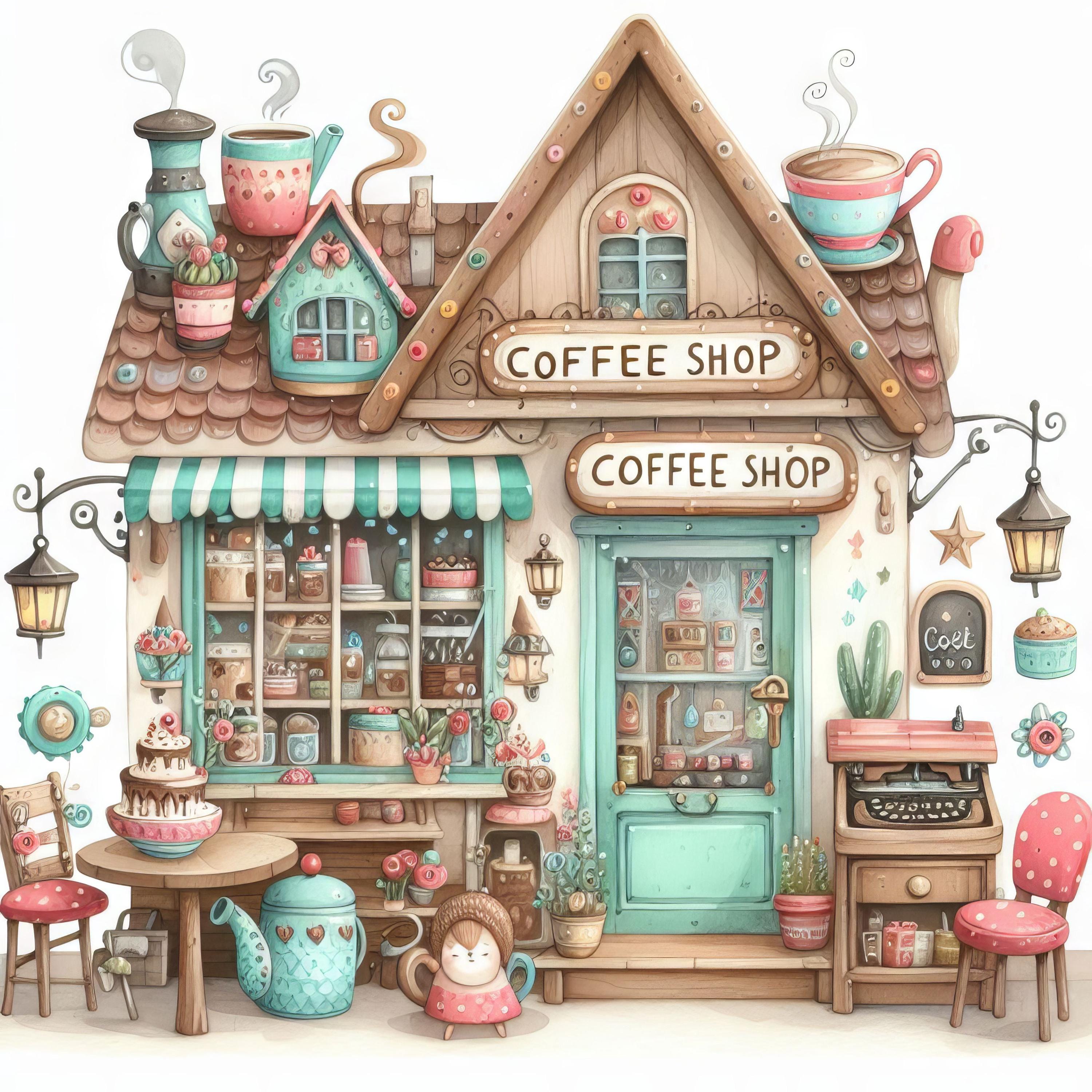 Coffee Shop: Clip Art, 10 High Res Watercolor Jpgs, Junk Journaling ...