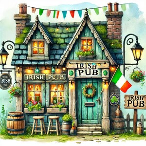Irish Pub#2: 10 High Res Watercolor Jpgs, Junk Journaling, Scrapbooking ...