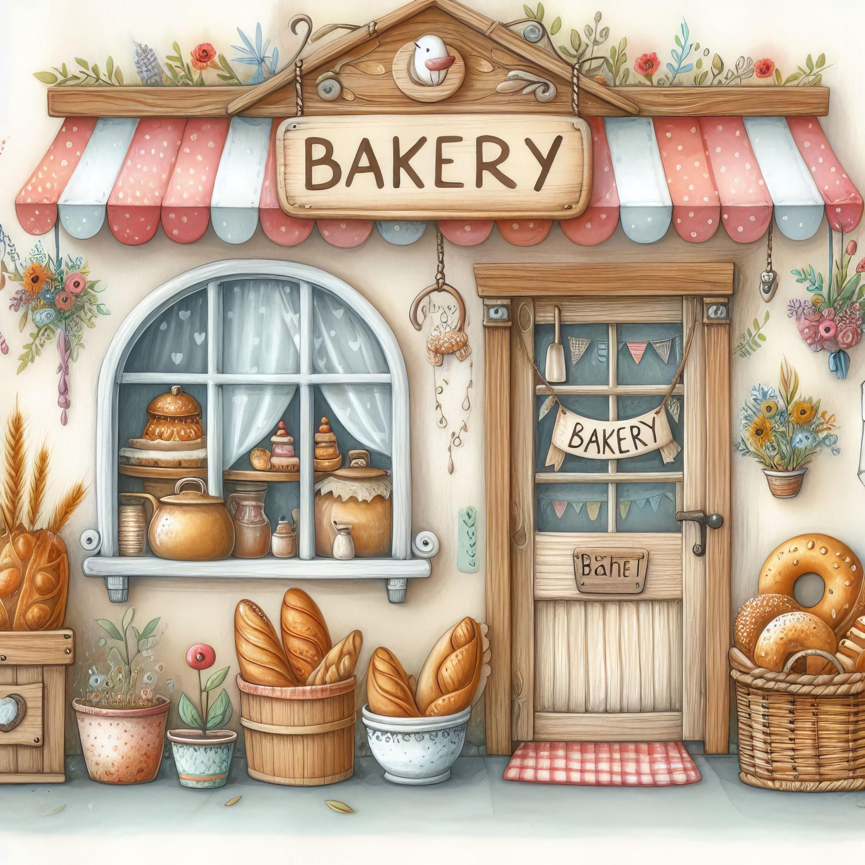 Bakery Shop Clip Art 10 High Res Watercolor Jpgs Junk Journaling ...
