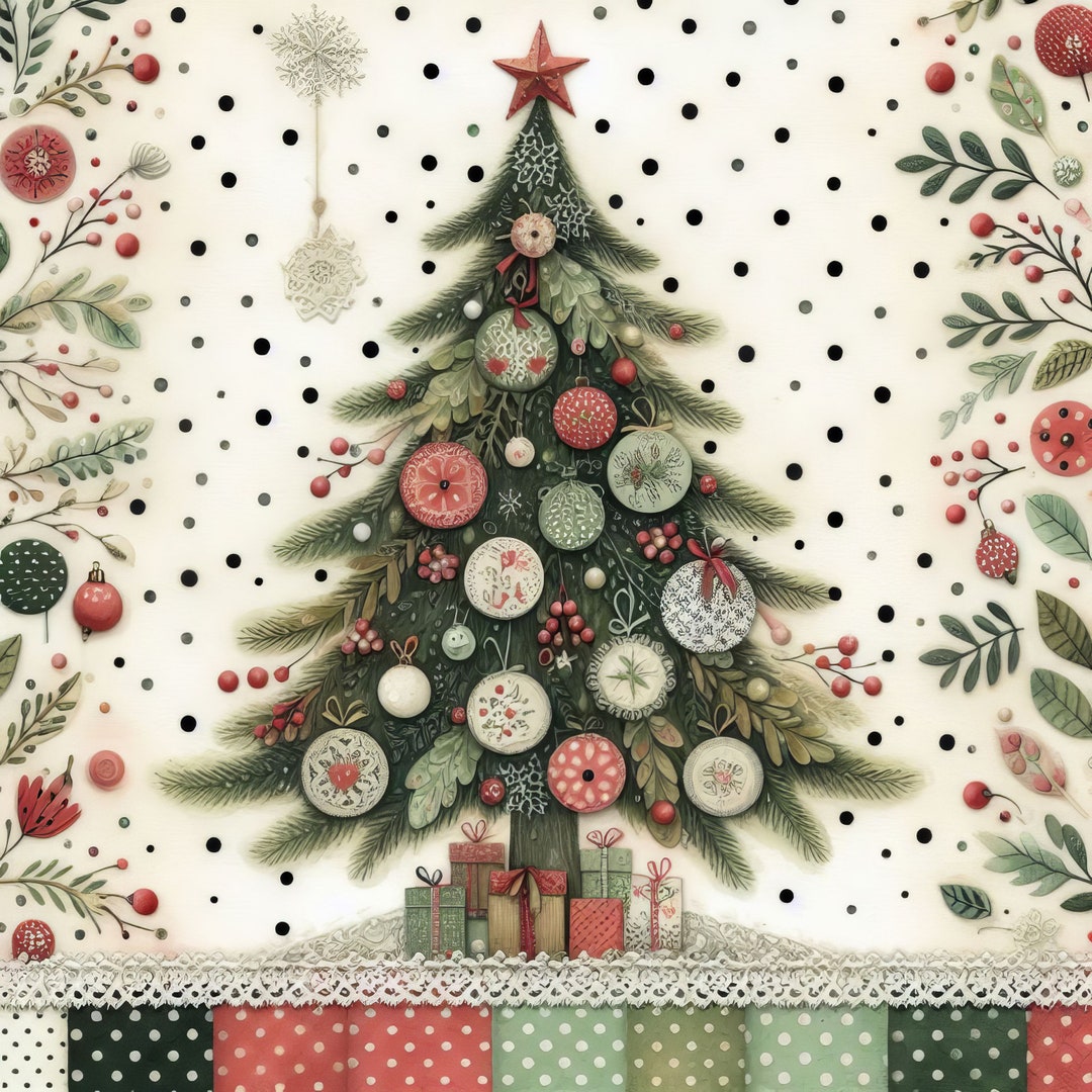 Christmas Tree Paper Clip Art 10 High Res Watercolor Jpgs Junk ...