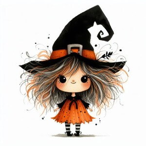 Cute Little Witch Clip Art 10 High Res Watercolor Jpgs for Junk ...