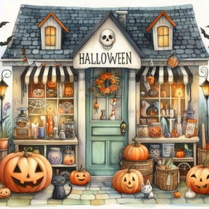 Halloween Shop Clip Art 10 High Res Watercolor Jpgs Junk Journaling ...