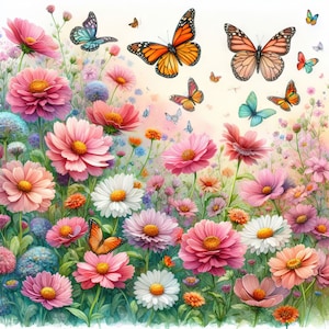 Butterfly Garden Clip Art Bundle 10 High Res Watercolor Jpgs for Junk ...