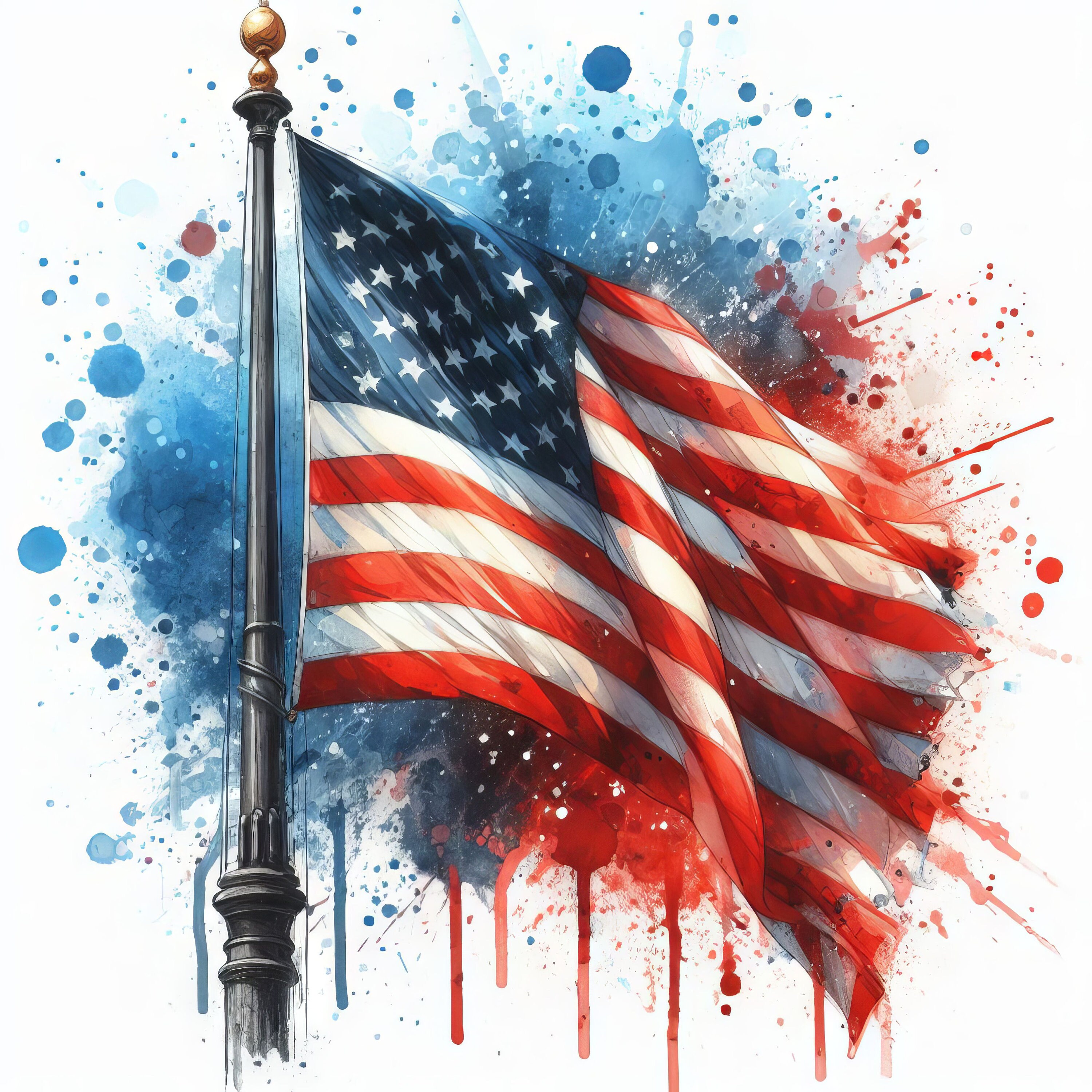 American Flag Clip Art Bundle 10 High Res Watercolor Jpgs for Junk ...