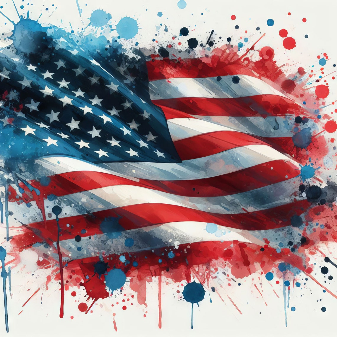 American Flag Clip Art Bundle 10 High Res Watercolor Jpgs for Junk ...