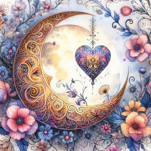 Magical Moon: Clipart Bundle 10 High Res Watercolor Jpgs for Junk ...