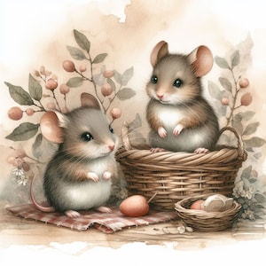 Cute Mice Family Clip Art 10 High Res Watercolor Jpgs for Junk ...