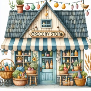 Whimsical Grocery Store Clip Art 10 High Res Watercolor Jpgs for Junk ...