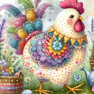 Calico Chickens Clip Art Kit 10 High Res Watercolor Jpgs for Junk ...