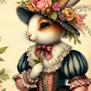 Victorian Lady Bunnies: Clip Art Bundle 10 High Res Watercolor Jpgs for ...